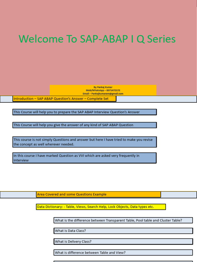 ABAP Interview Questions and Answer in Detail | PDF | Database Index | Databases