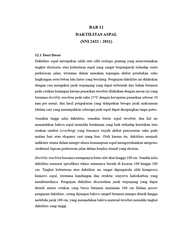 Bab 12 Daktilitas Aspal Halaman | PDF