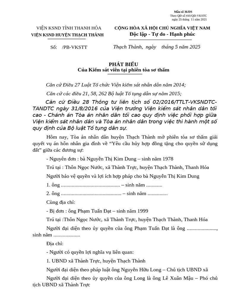 Phát Biểu Của KSV | PDF