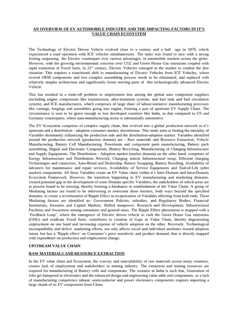 EV Industry Overview: Value Chain Insights | PDF | Electric Vehicle ...