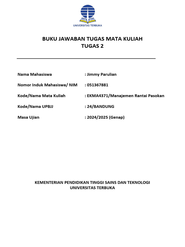 Tugas 2 - Manajemen Rantai Pasokan | PDF