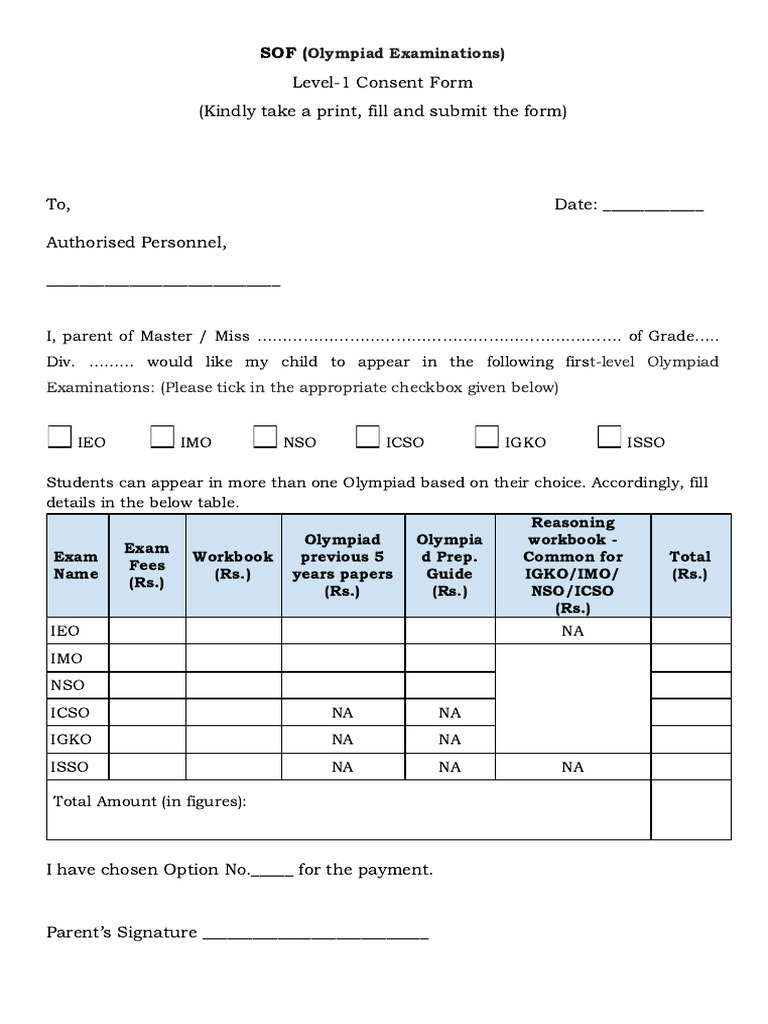 SOF - Consent Form (AY 2025-26) | PDF