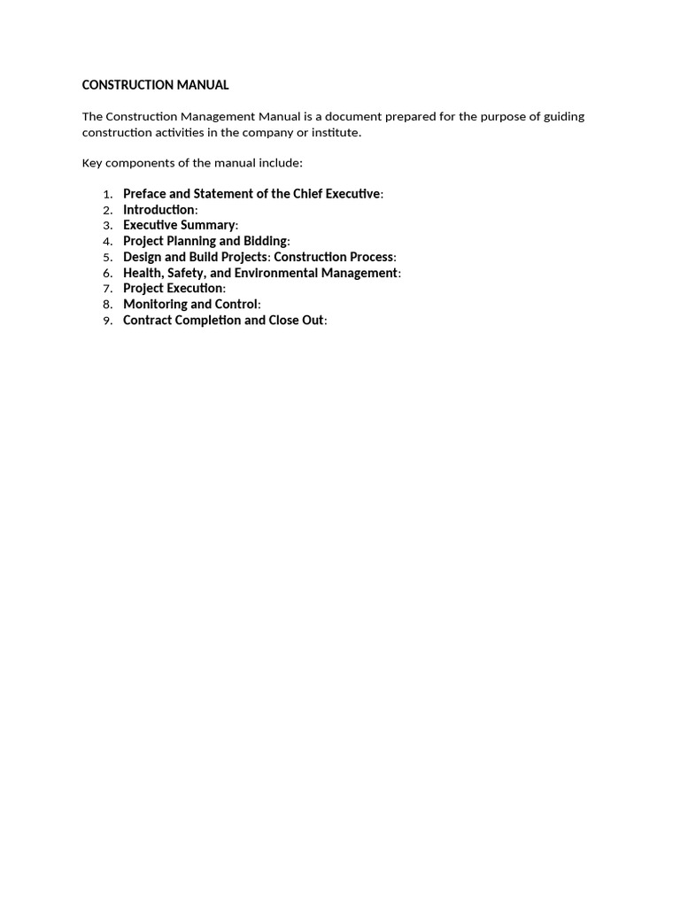 Summary of Construction Manual | PDF