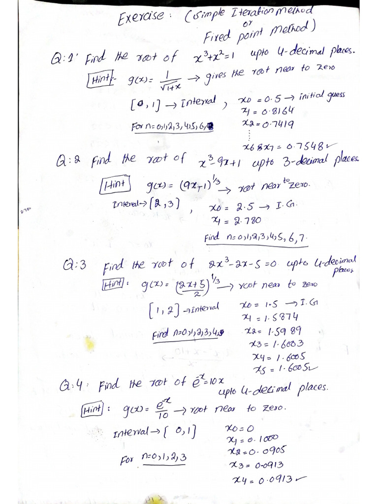 Fixed Point Method Exercise With Hint | PDF