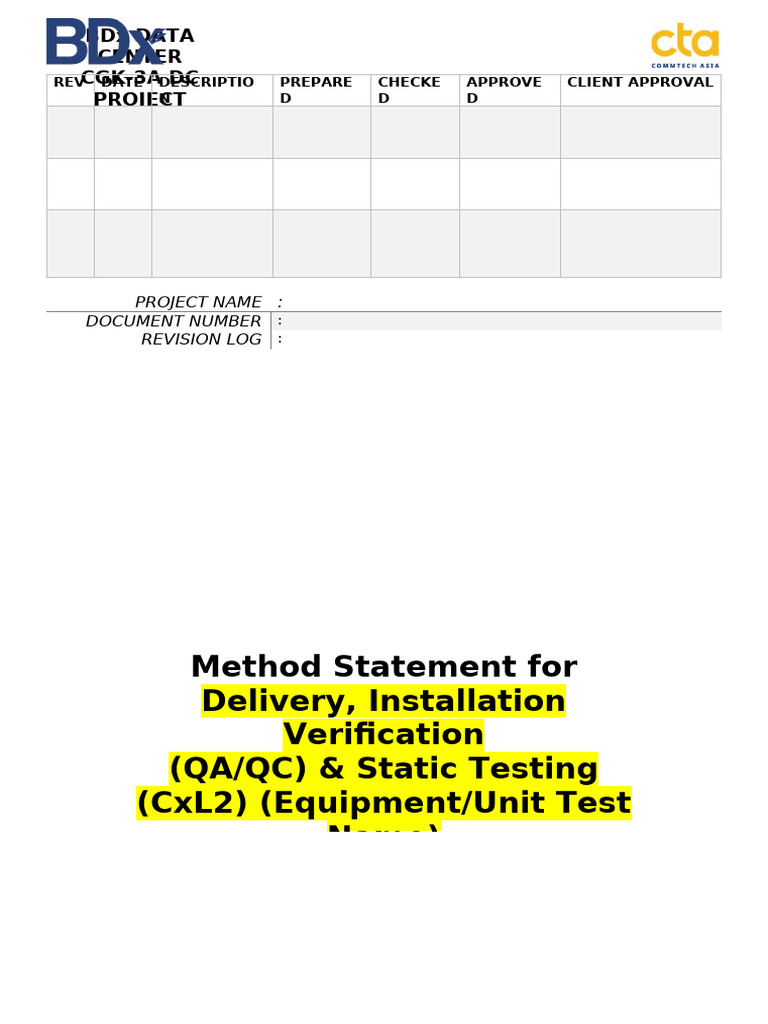 Method Statement Template CGK-3A - CX L2 | PDF | Calibration