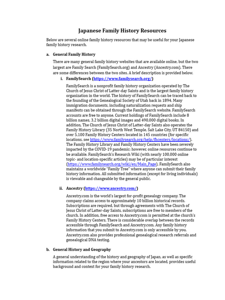 Japanese Family History Research Tools | PDF