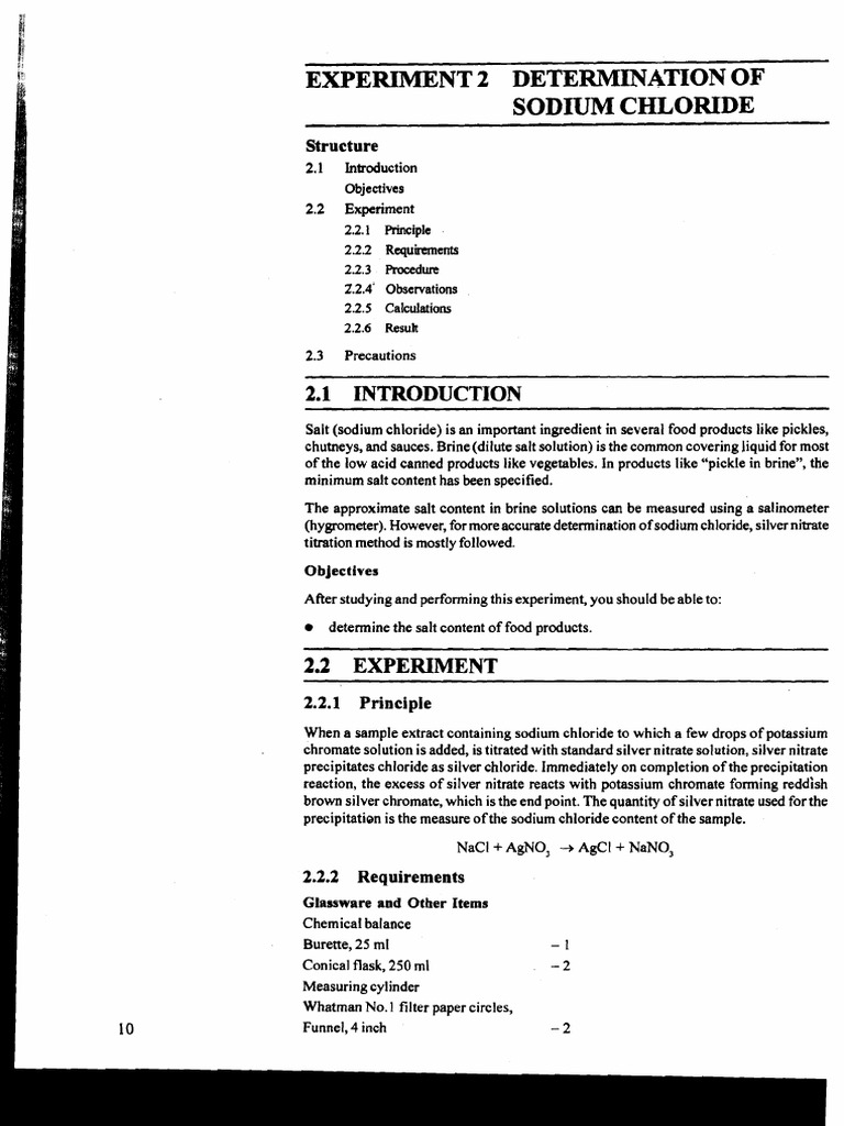 Nacl in Food Titration Method | PDF | Titration | Chemistry
