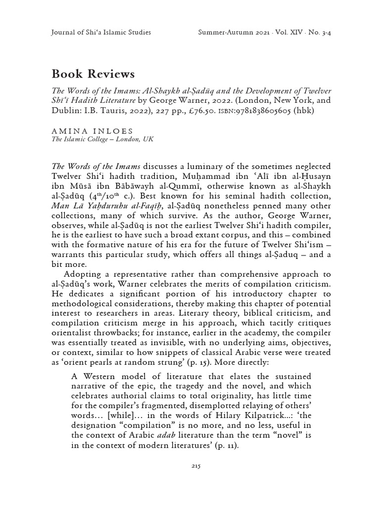 Al-Shaykh al-Ṣadūq and Twelver Hadith | PDF | Shia Islam | Hadith