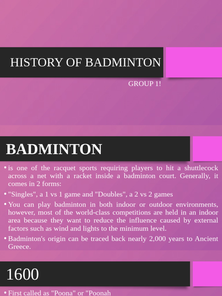 History of Badminton | PDF | Athletic Sports | Games Of Physical Skill