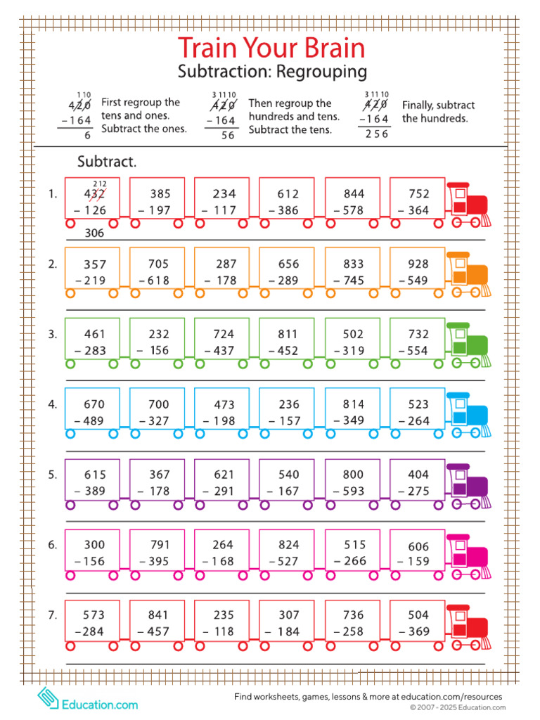 Extra Practice 3 Digit Subtraction | PDF