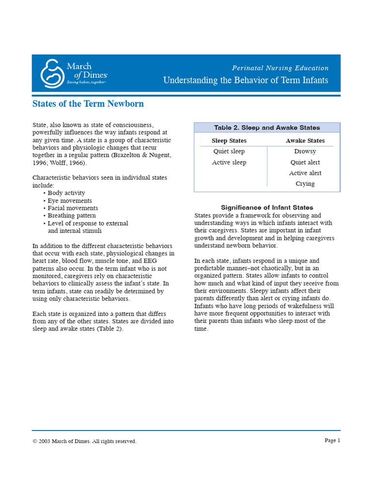 Understanding Infant States of Consciousness | PDF | Infants | Sleep