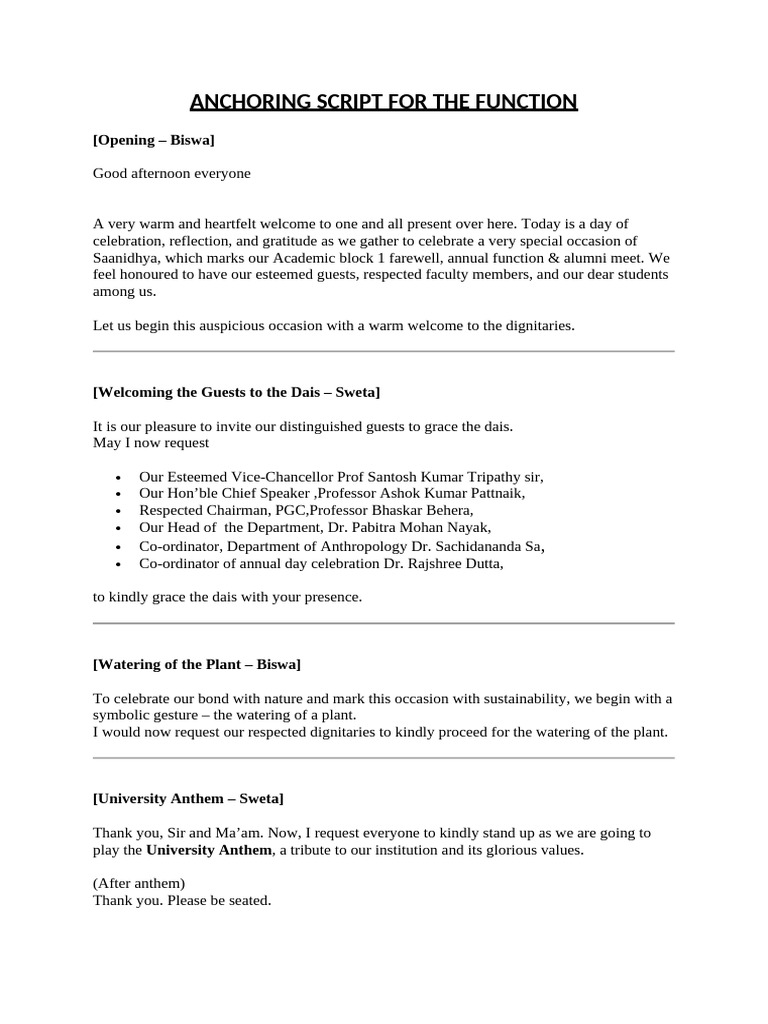Anchoring Script For The Function | PDF