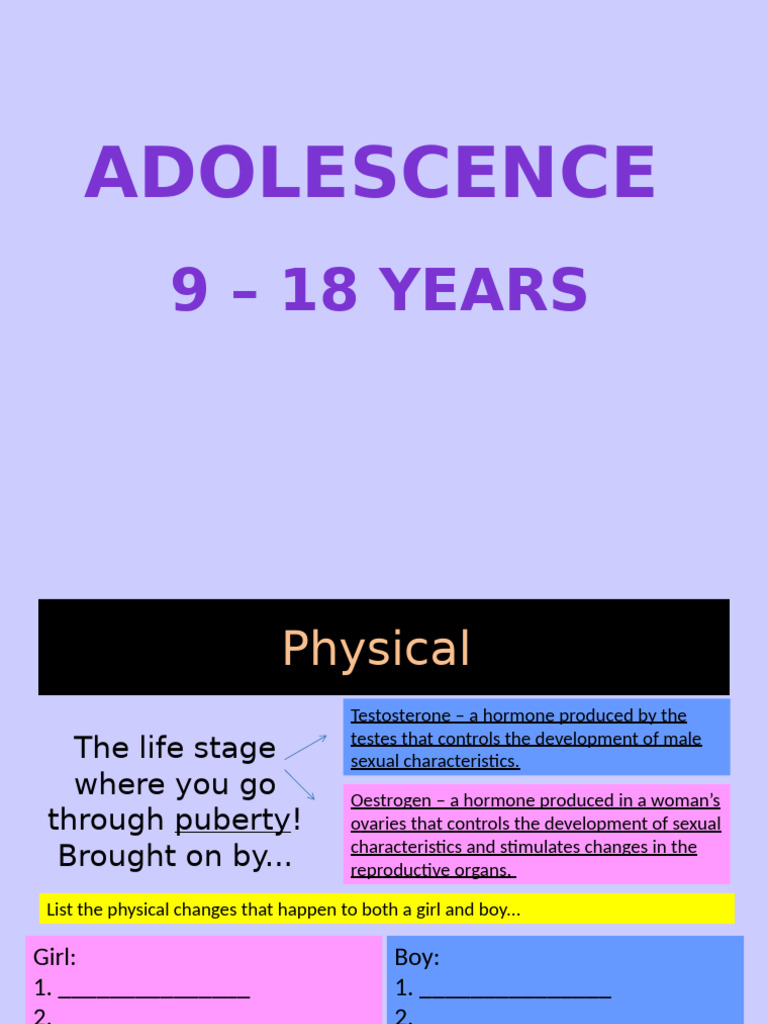 KS4 Health and Social Care BTEC - Adolescence | PDF | Adolescence | Puberty