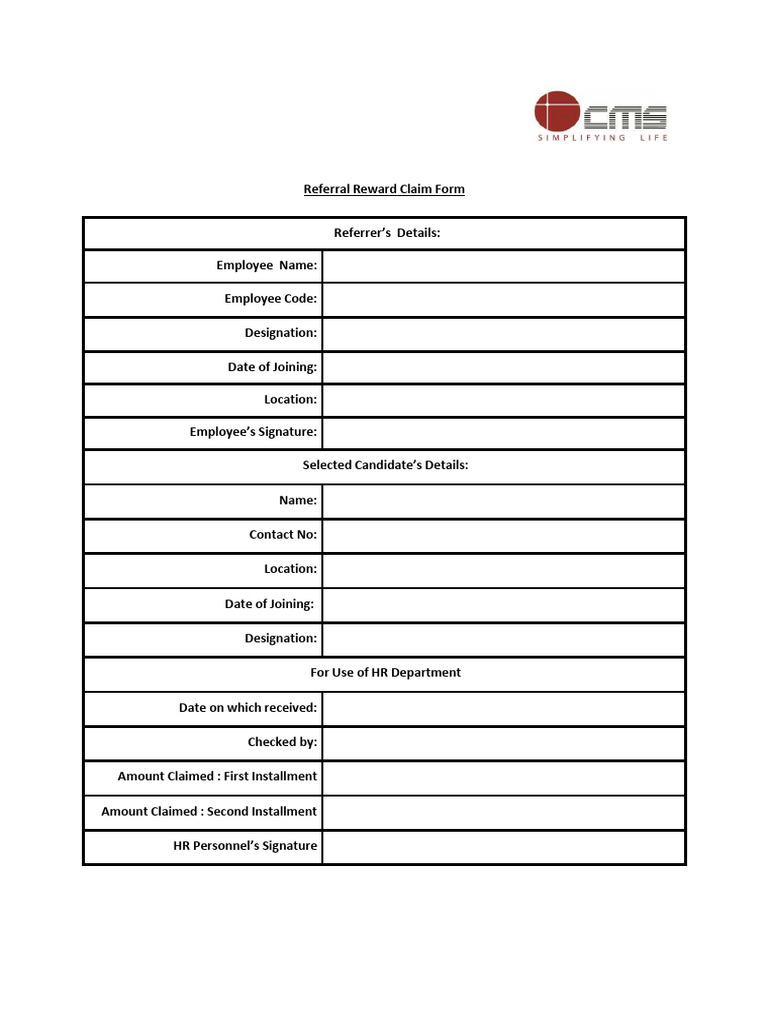 Referral Reward Claim Form | PDF