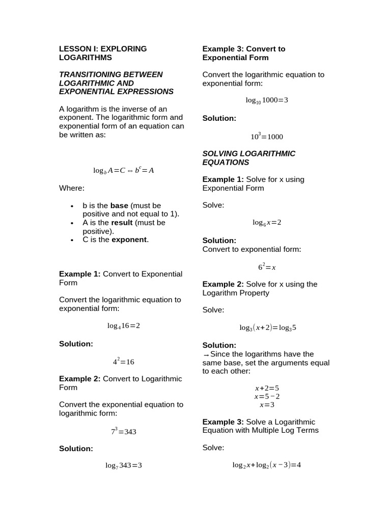 Logarithms: Concepts and Applications | PDF | Logarithm | Angle
