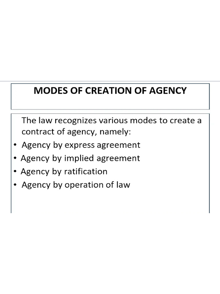 Modes of Creation of Agency | PDF