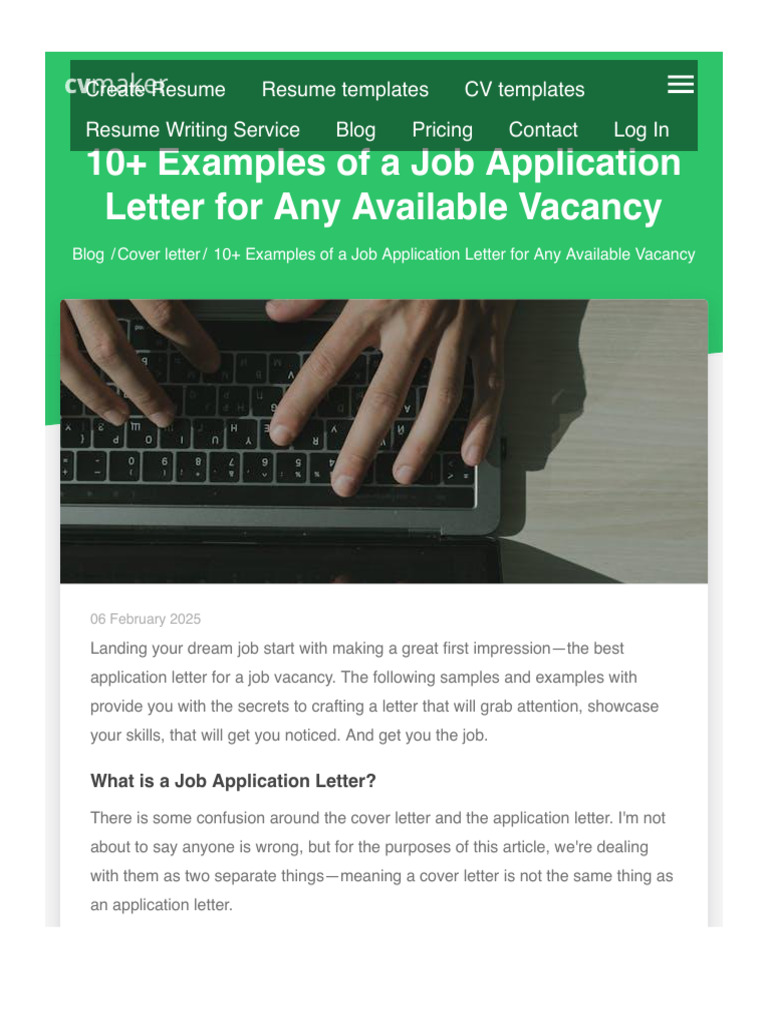 10+ Examples of A Job Application Letter For Any Available Vacancy ...