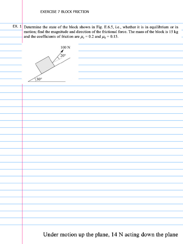 Exercise 8. Block Friction | PDF