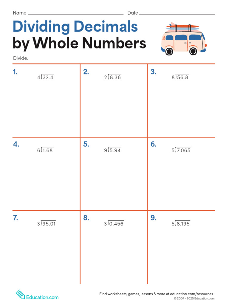 Dividing Decimals Whole Numbers | PDF
