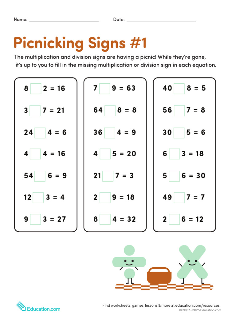 Multiplication Division Signs 1 | PDF