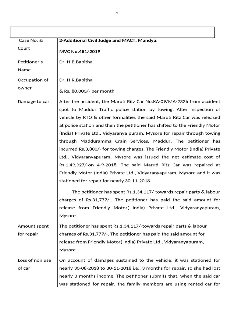 Case No | PDF | Land Vehicles | Land Transport