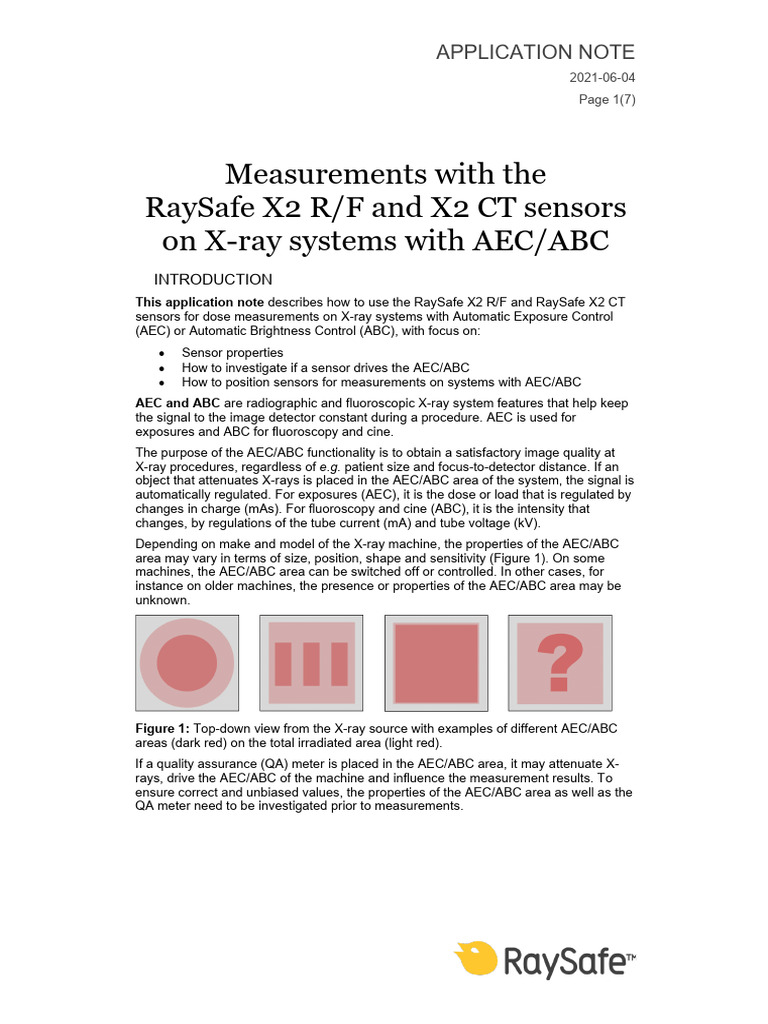 RaySafe X2 Sensors for AEC/ABC Measurements | PDF | X Ray | Ct Scan
