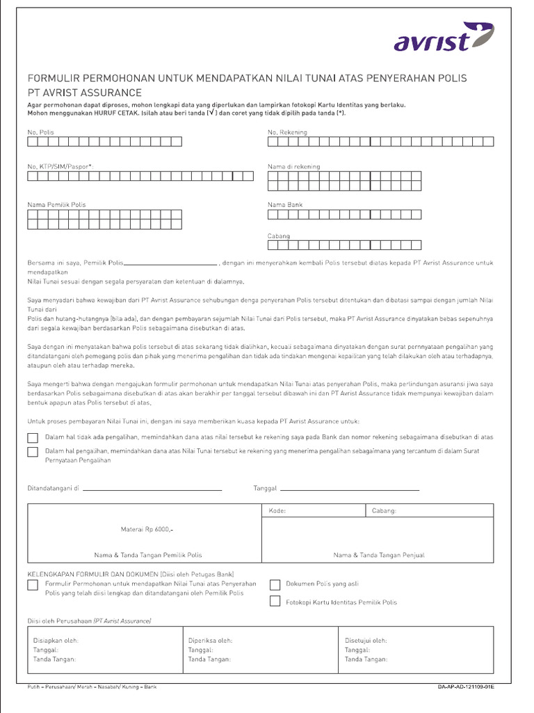 Formulir Surrender | PDF