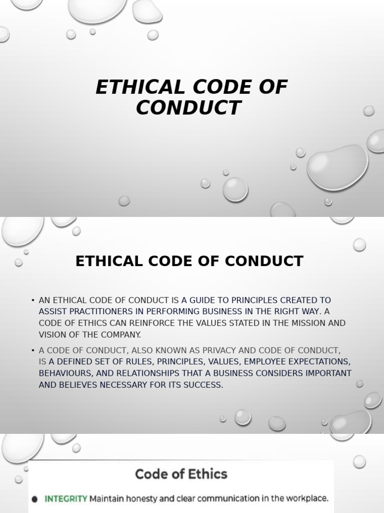 Ethical Code of Conduct | PDF
