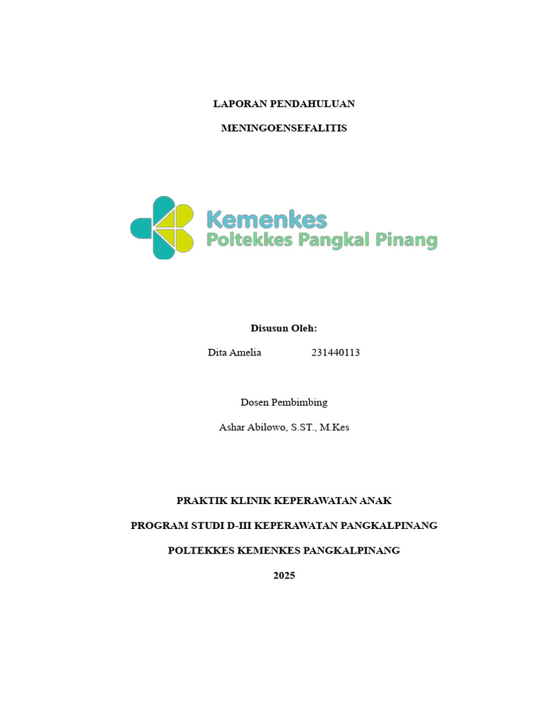 LP Anak Fix Revisi - Meningeonsefalitis - Dita Amelia | PDF