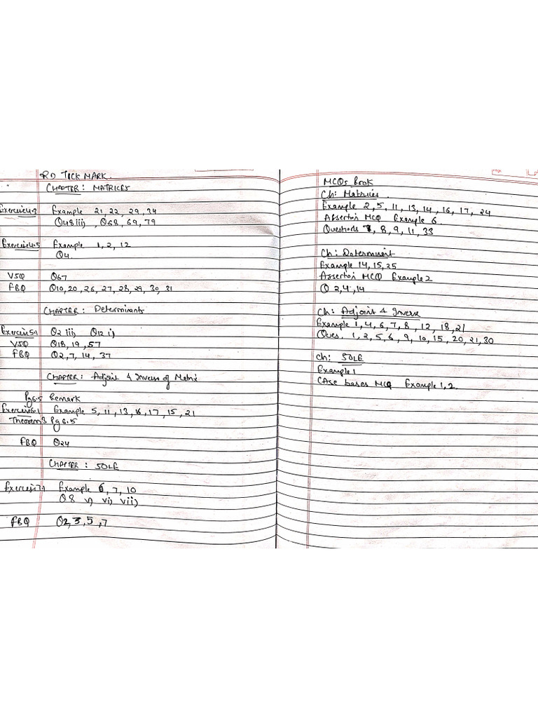 12th RD Ques Matrices & Determinants | PDF