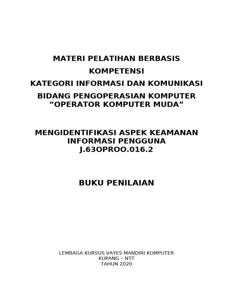BUKU PENILAIAN Mengidentifikasi Aspek Keamanan Info Pengguna | PDF