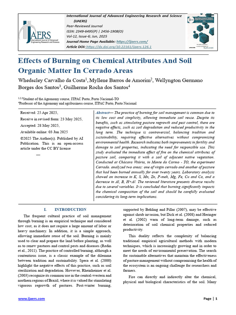 Effects of Burning on Soil Chemistry | PDF | Soil | Plant Nutrition