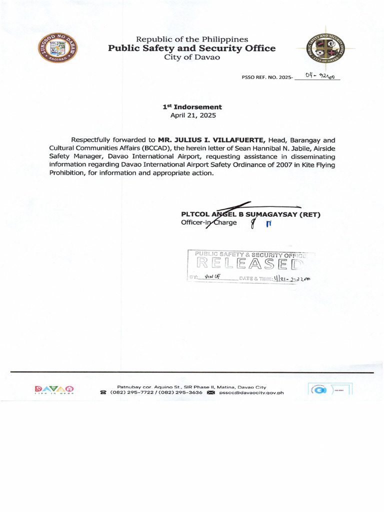 Bccad- Requesting Assistance in Desseminating Information Regarding ...