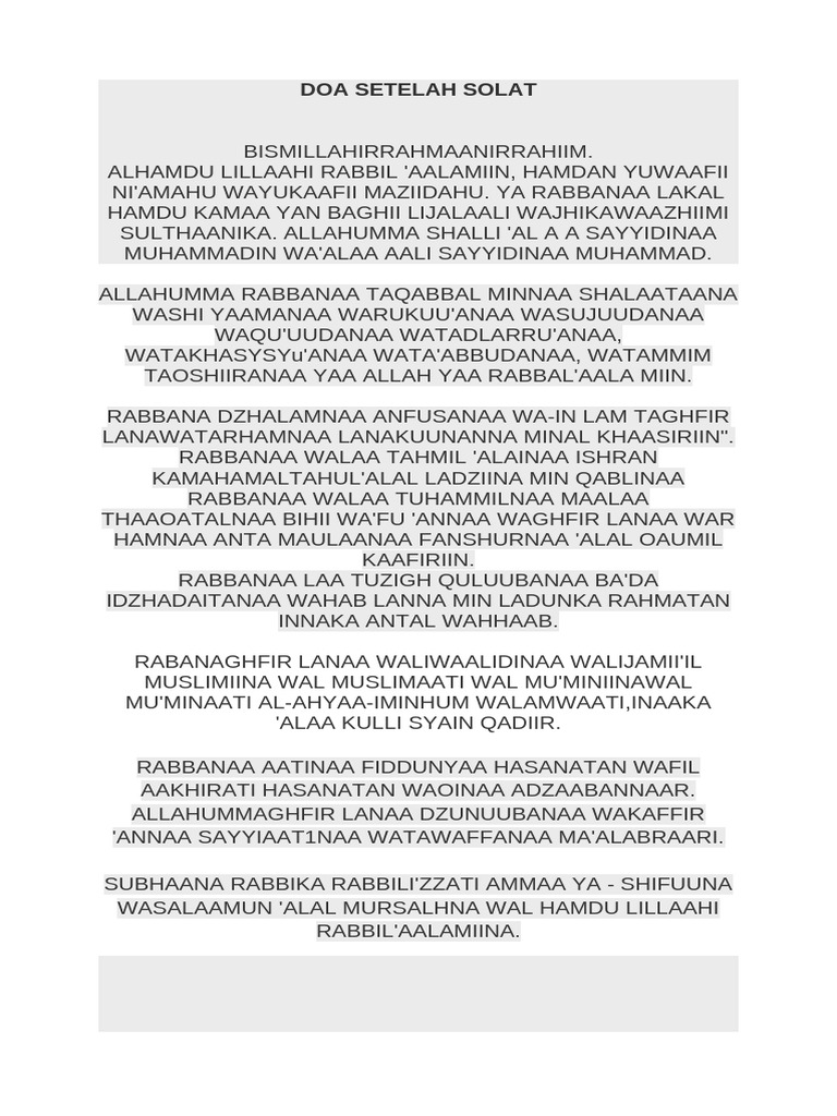 Doa Setelah Solat | PDF