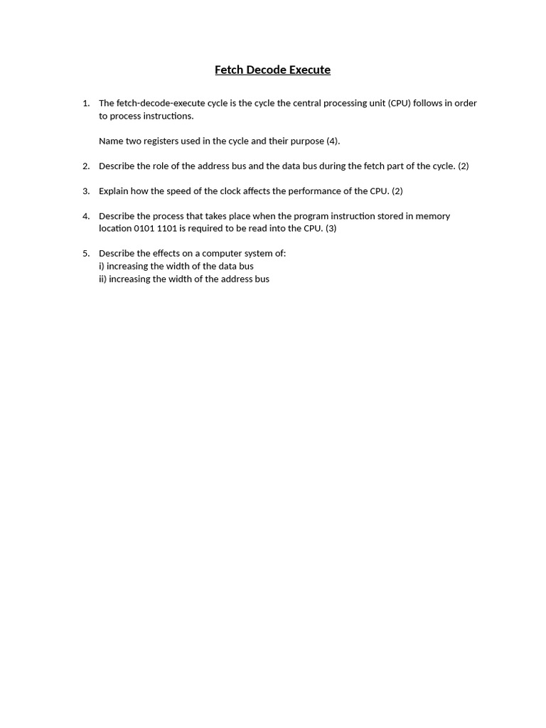3.2.1 Fetch Decode Execute Task | PDF