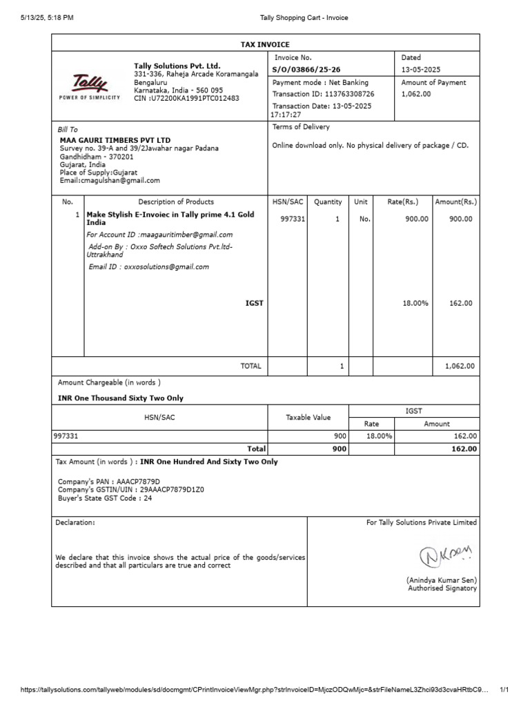 Tally Shopping Cart - Invoice | PDF | Invoice | Economies