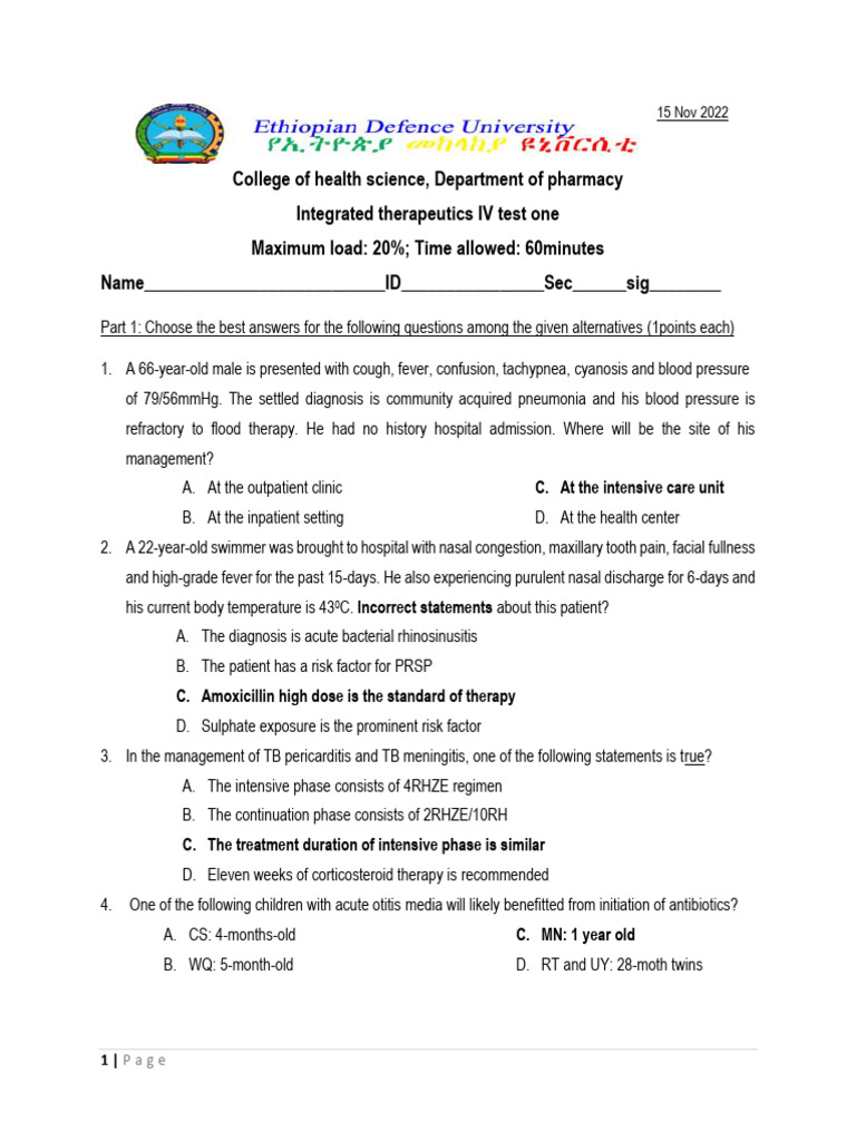 College of Health Science | PDF | Tuberculosis | Pneumonia