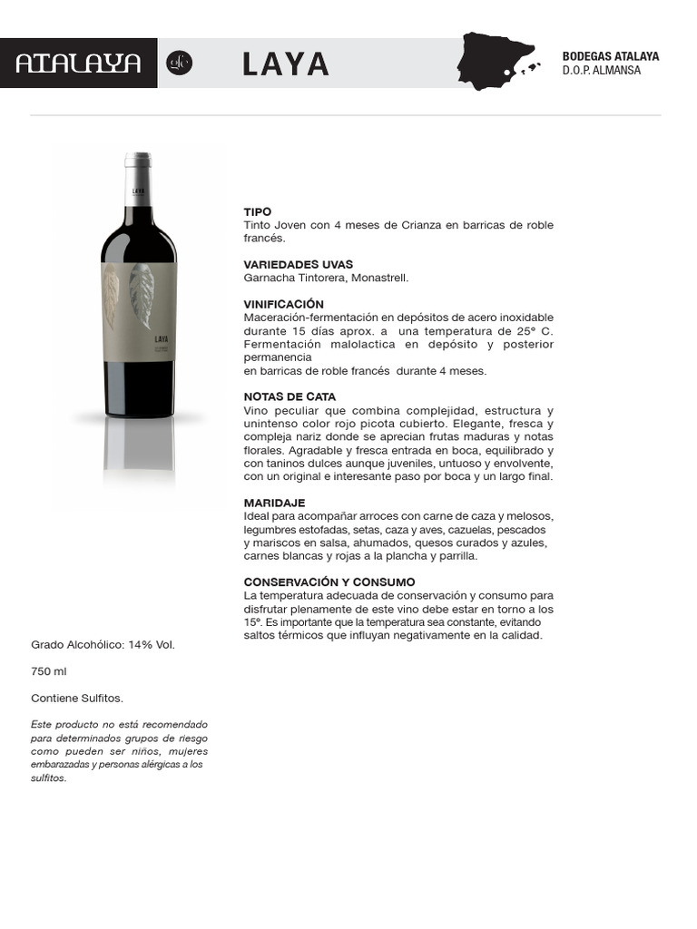 Ficha Laya ES | PDF | Vino | Alimentos