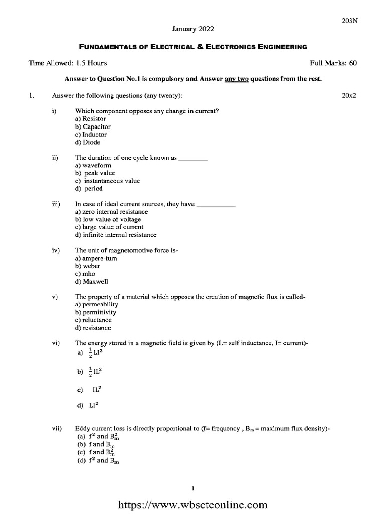 Diploma 2 Sem Fundamentals of Electrical and Electronics Engineering ...