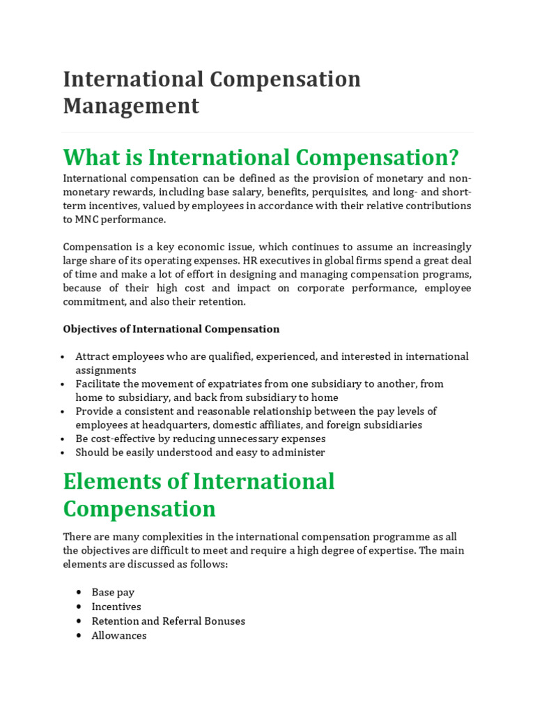 ECM 8 International Compensation Management | PDF | Employee Benefits ...