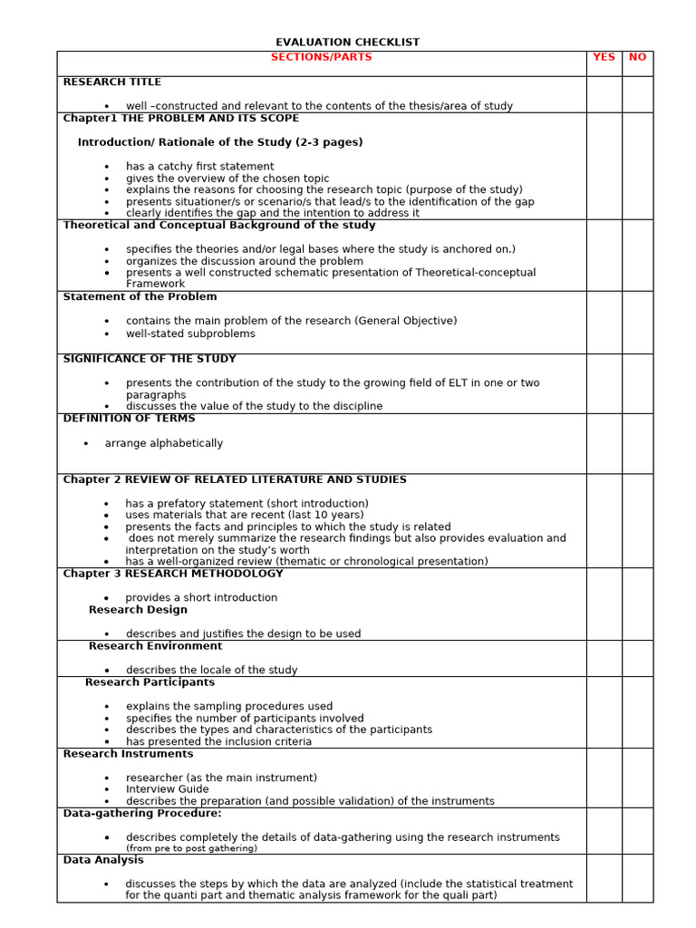 Comprehensive Research Evaluation Checklist | PDF | Data | Inquiry