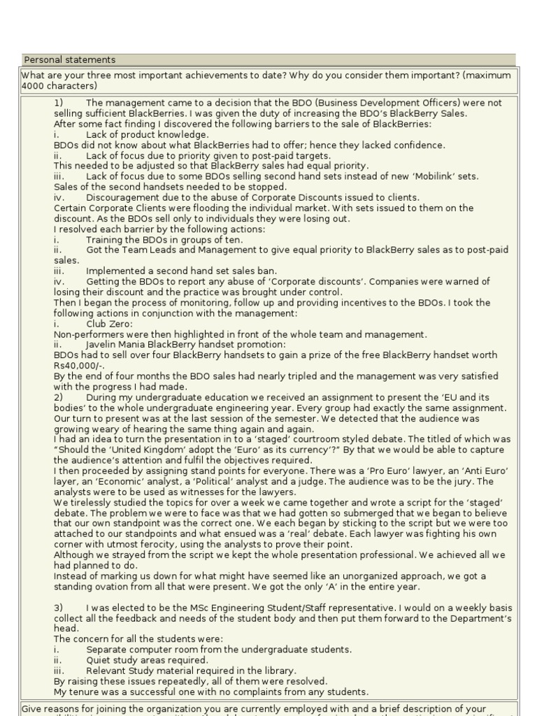 LUMS Personal Statement Insights | PDF | Blackberry | Technical Support