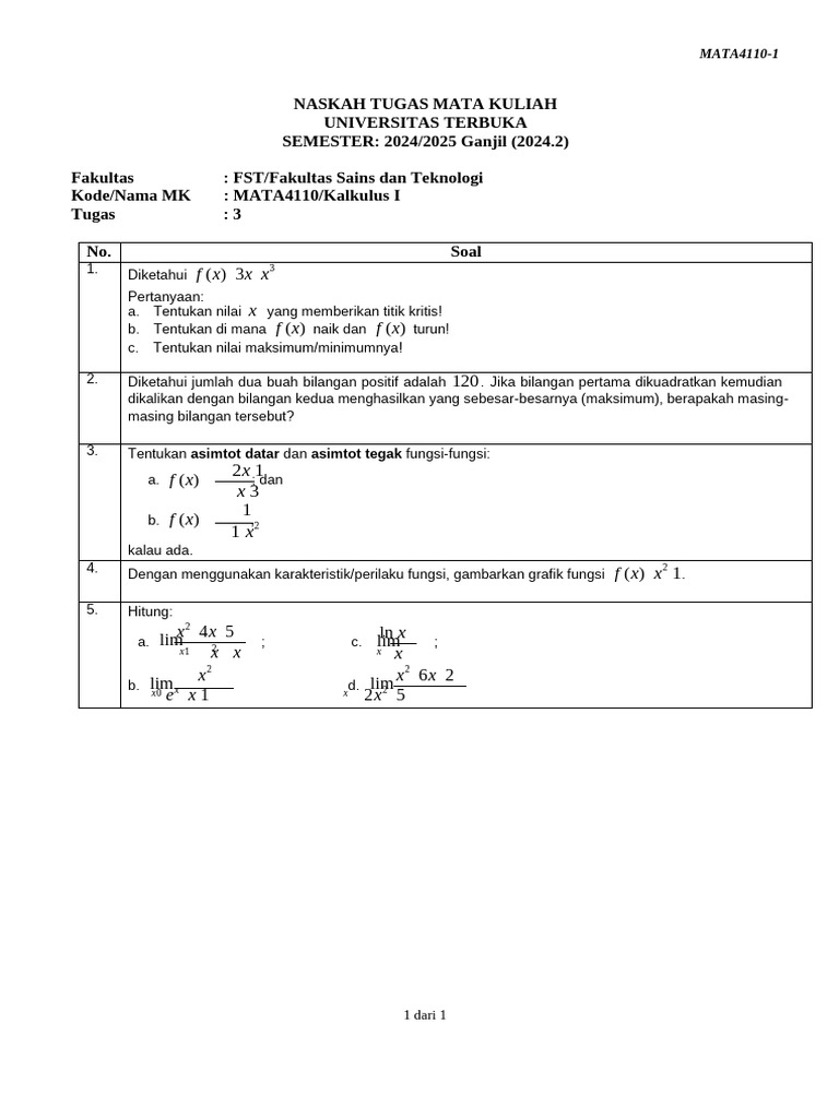 Soal Mata4110 Tmk3 1 | PDF