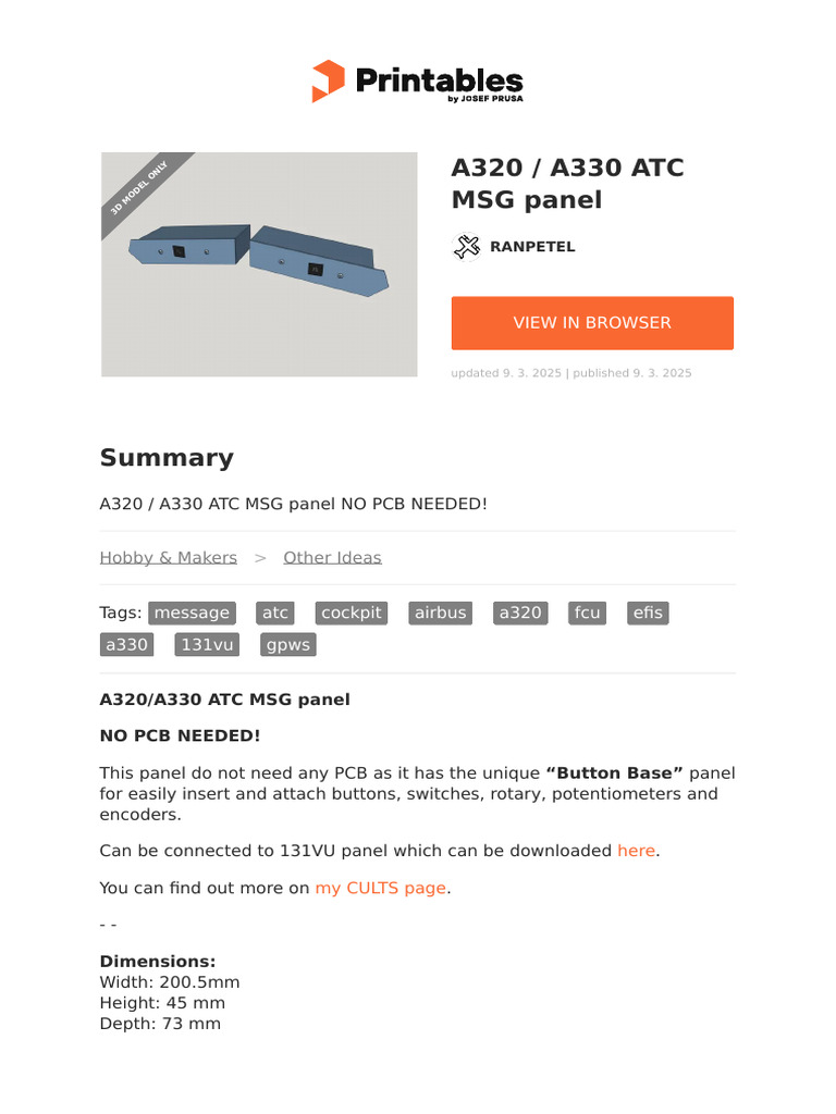 A320/A330 ATC MSG Panel Design | PDF