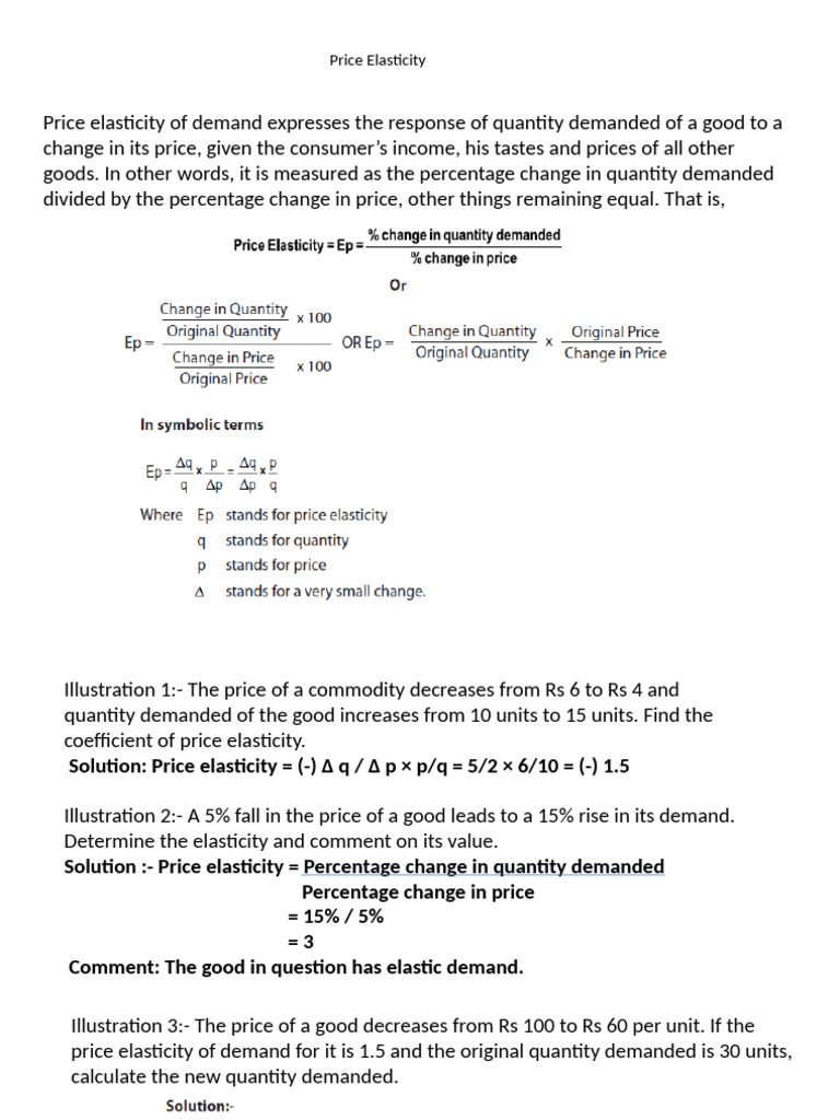Elasticity-Point Price Income and Arc | PDF | Demand | Elasticity ...