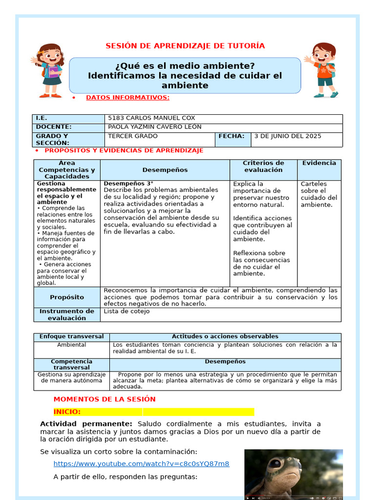 Sision de Identificamos Necesidad de Cuidar El Ambiente Ps. | PDF ...