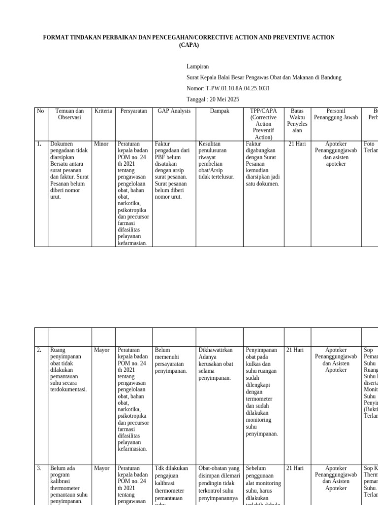Format Capa Bpom Mei 2025 | PDF