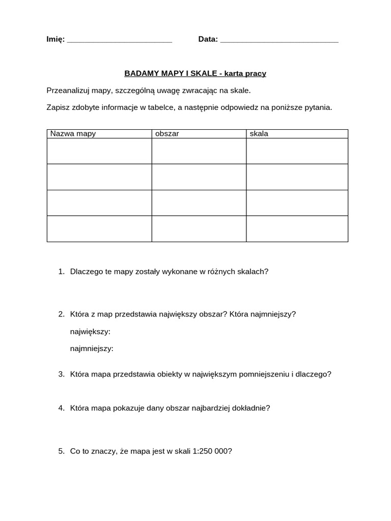 Mapa I Skala Karta Pracy | PDF