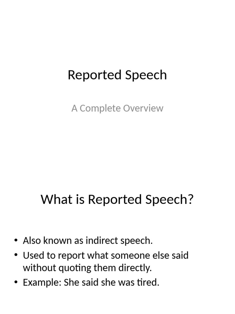 Reported Speech Presentation | PDF