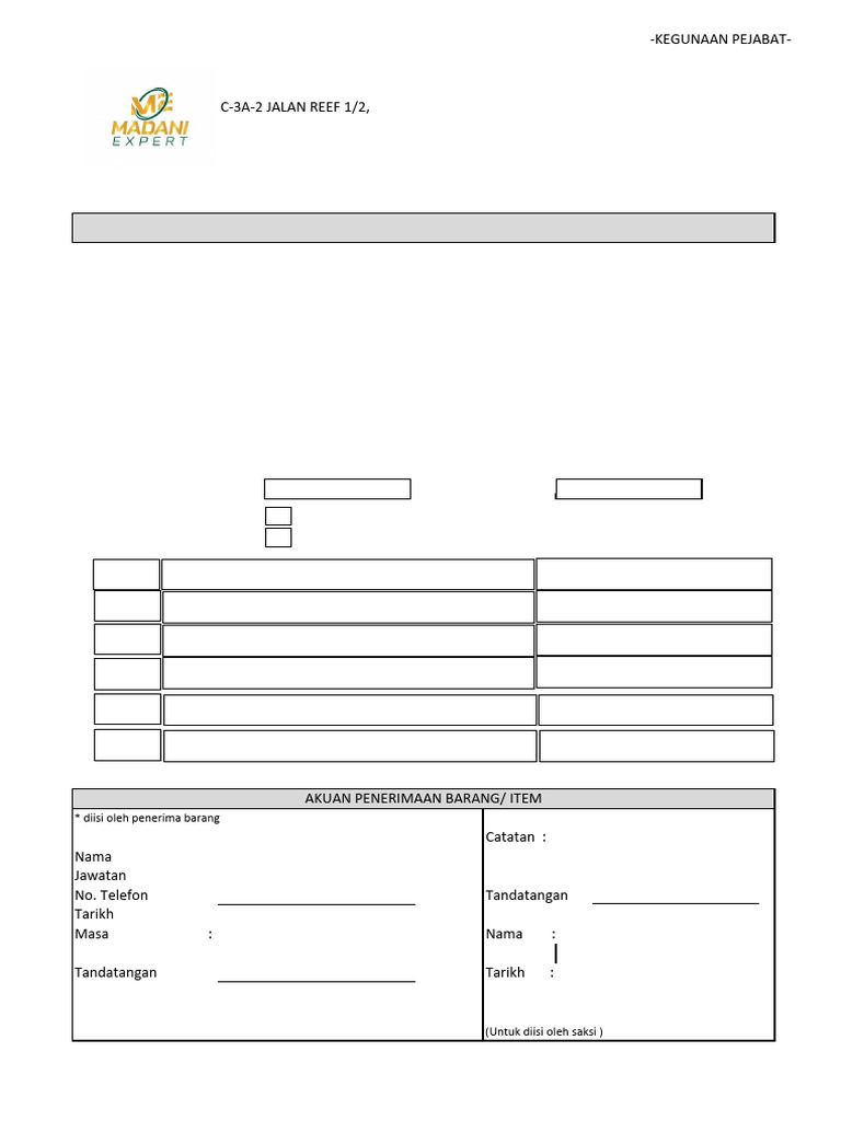 ( (Borang Penerimaan Barang Dan Serahan Pejabat) ) ) | PDF